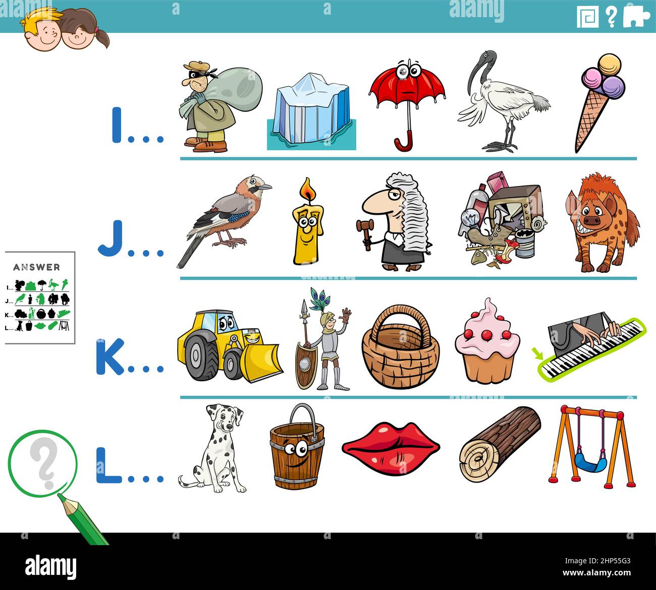 first letter of a word educational task for kids Stock Vector Image ...