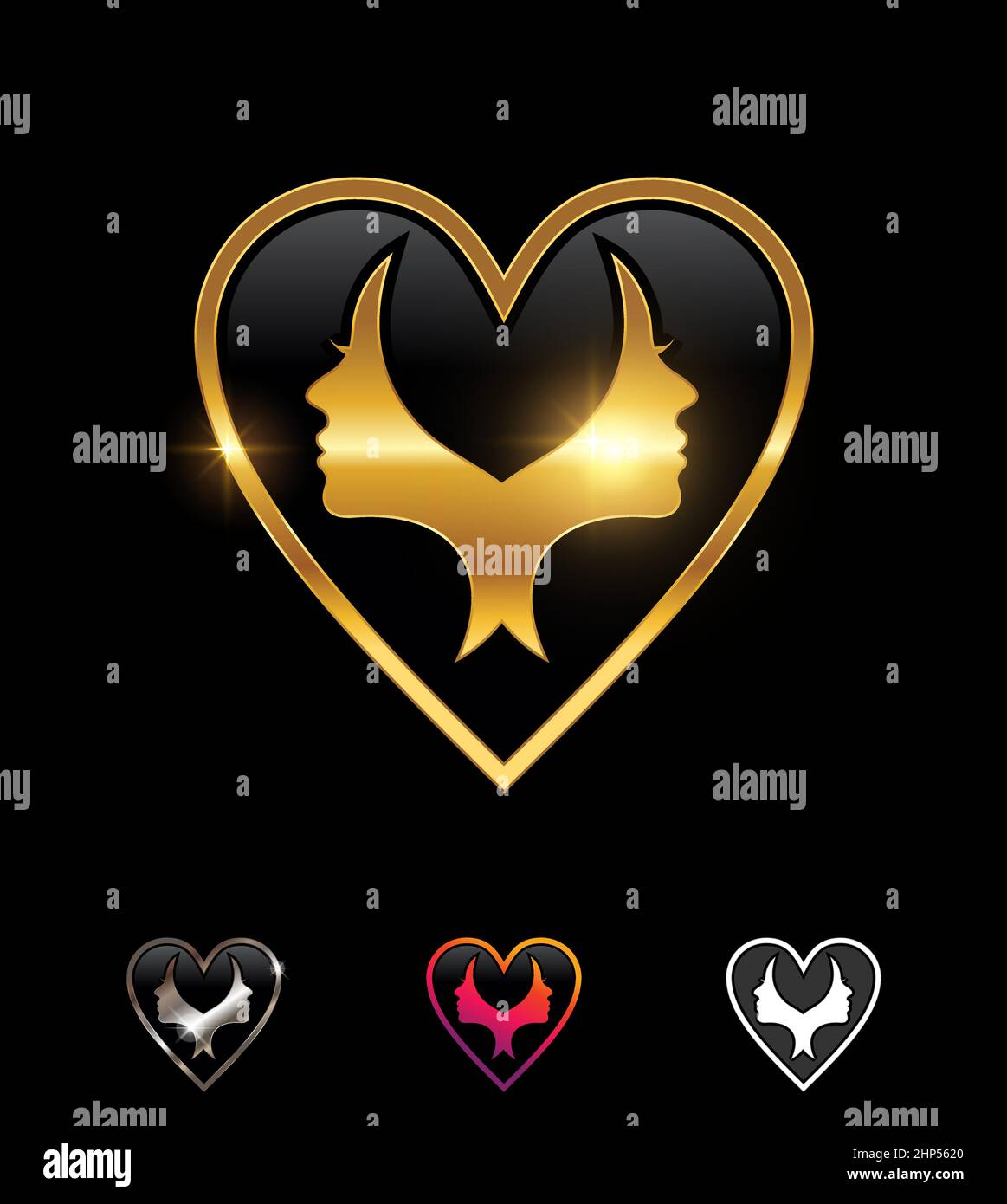 Golden love shape Stock Vector Images - Alamy