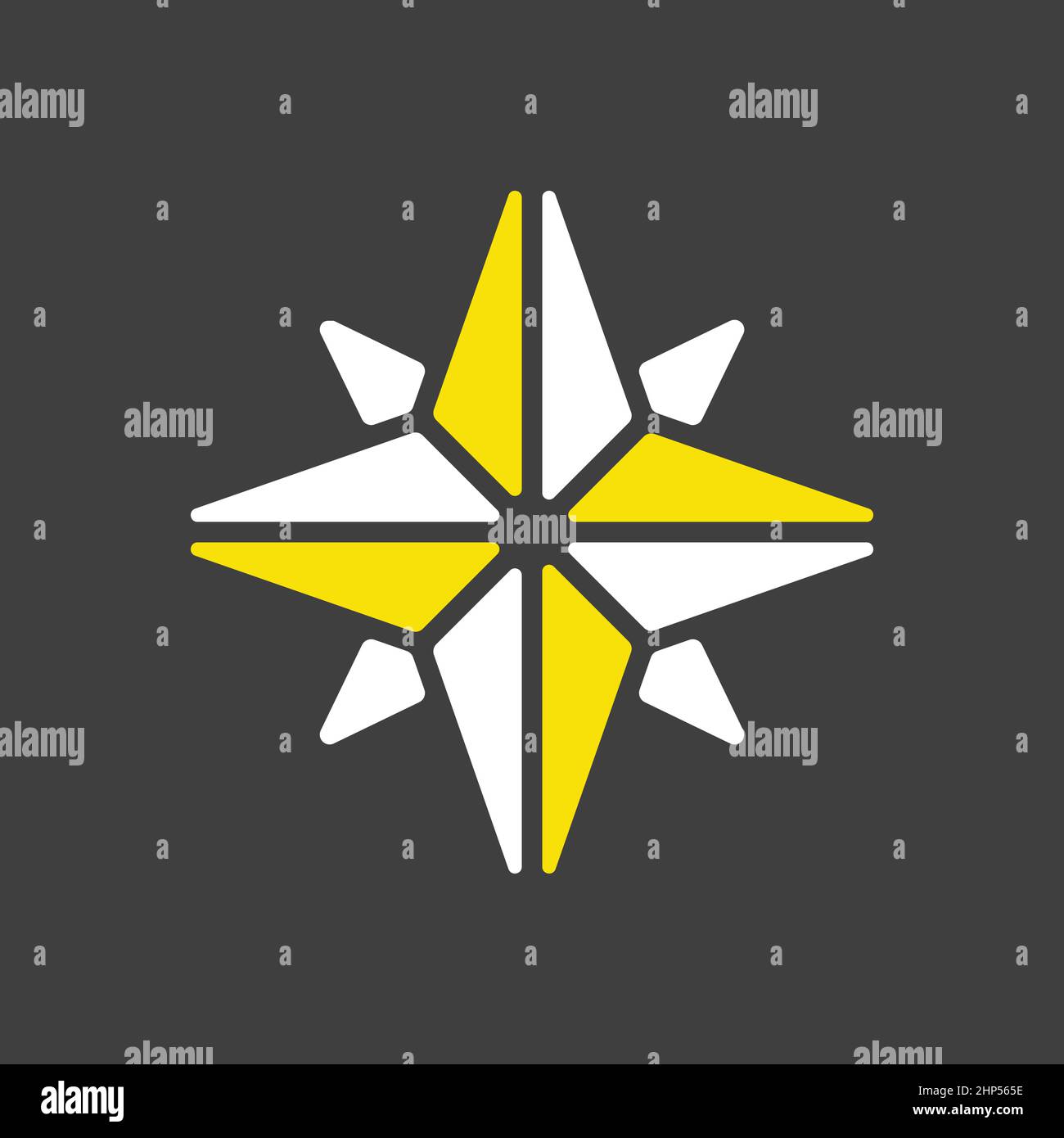 Wind rose vector icon on dark background. Navigation sign Stock Vector ...