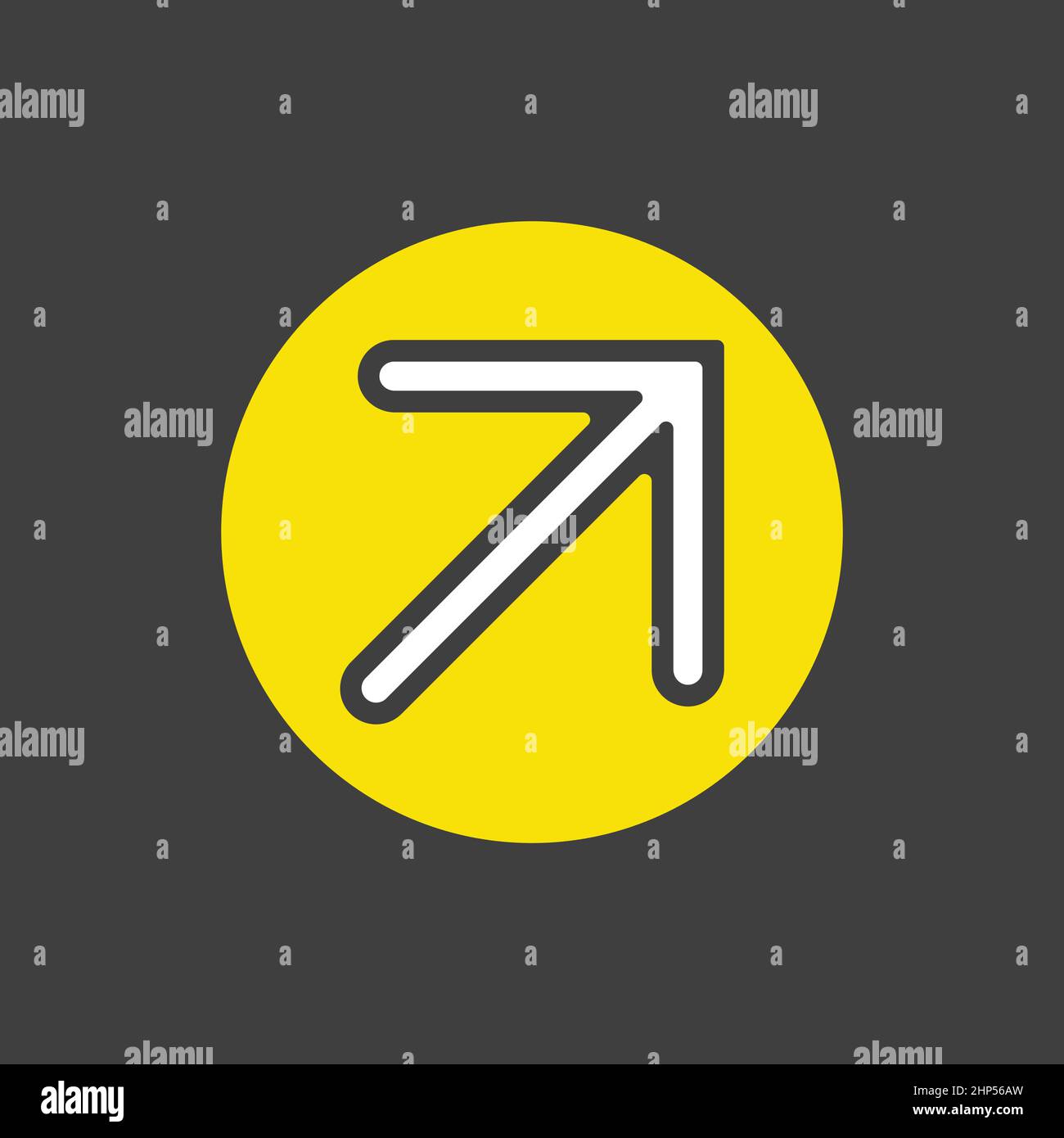 Arrow right top vector icon on dark background. Navigation sign Stock ...
