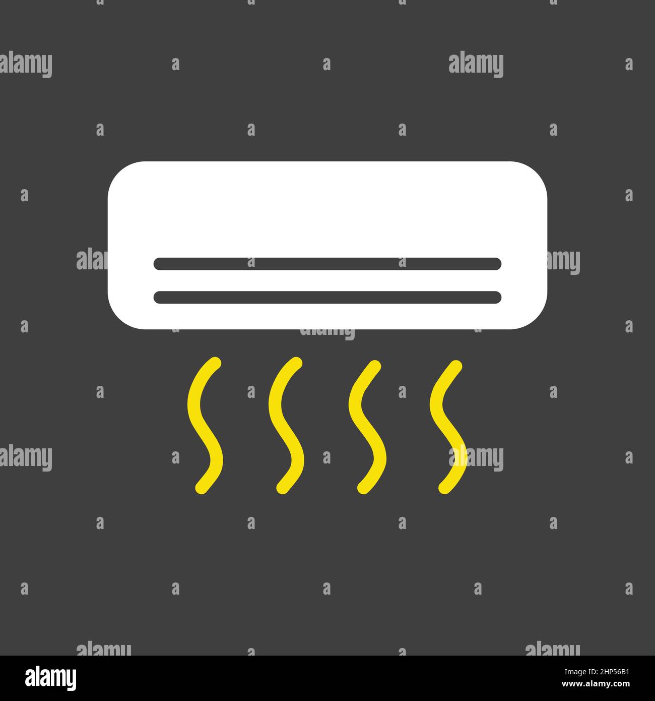 Split-system air conditioner flat vector icon on dark background Stock ...