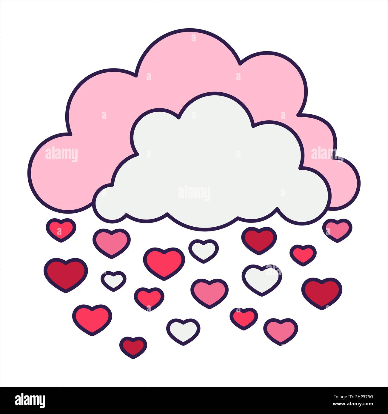 Retro Valentine Day icon clouds with hearts. Love symbol in the ...