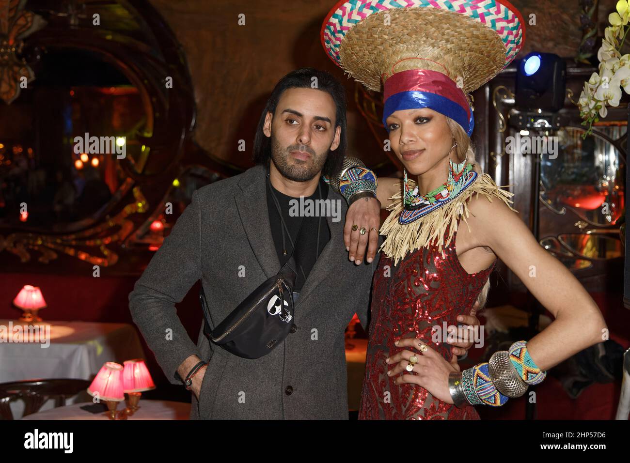 Paris, France. 17th Feb, 2022. Kader Mazidi and Diana Massiera attend ...
