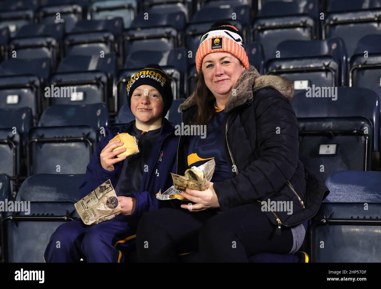 Worcester Warriors fans in the stands before the Gallagher Premiership ...