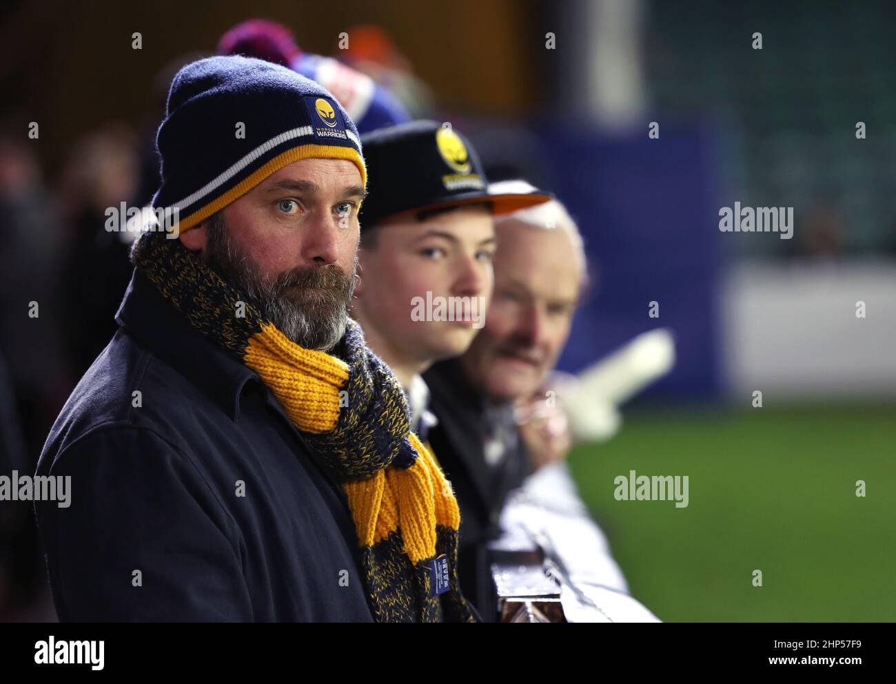 Worcester Warriors fans in the stands before the Gallagher Premiership ...
