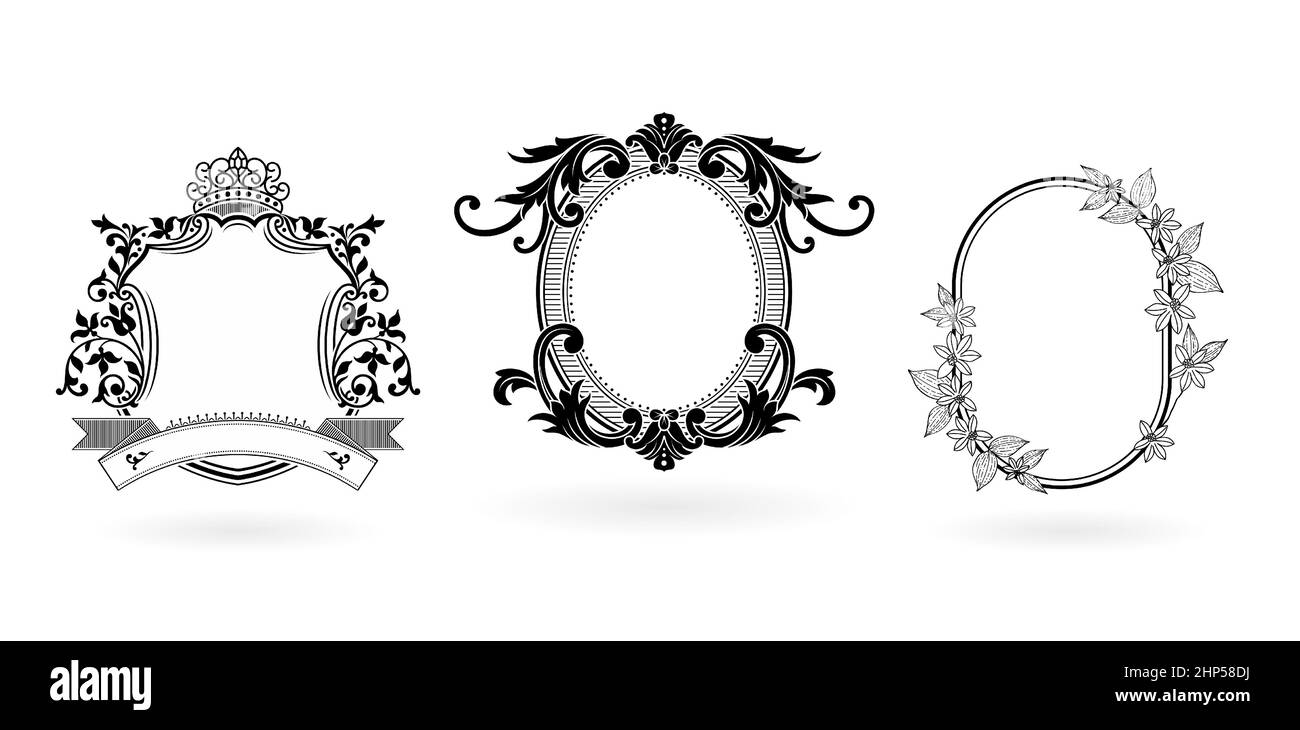 Aesthetic label set Black and White Stock Photos & Images - Alamy