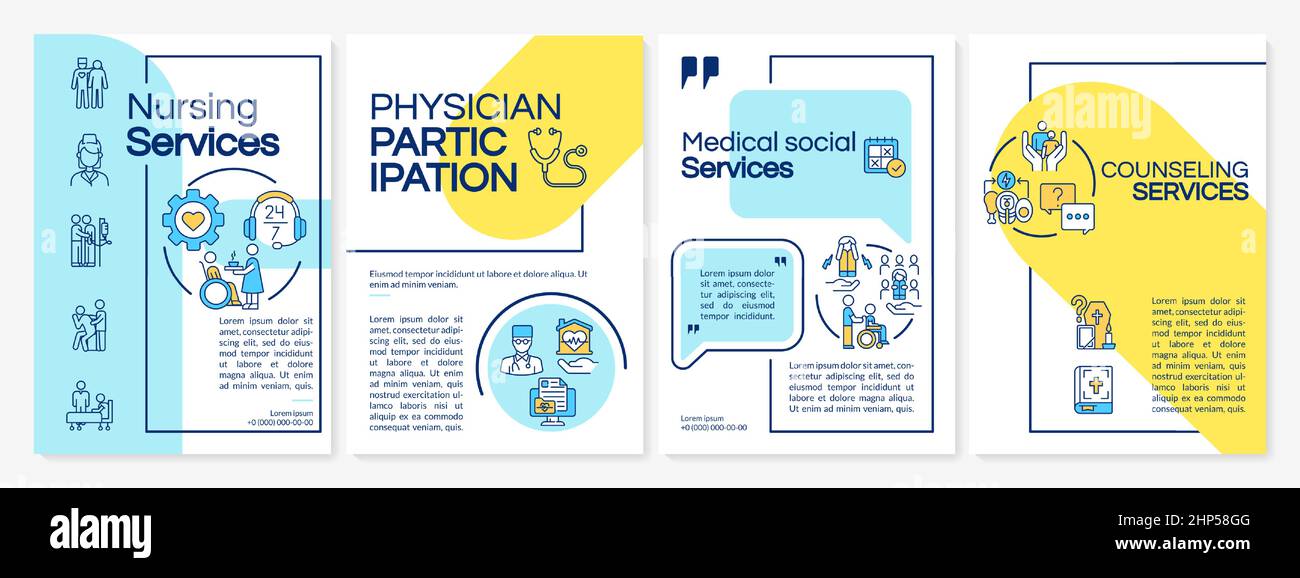 Hospice care includes blue and yellow brochure template Stock Vector ...