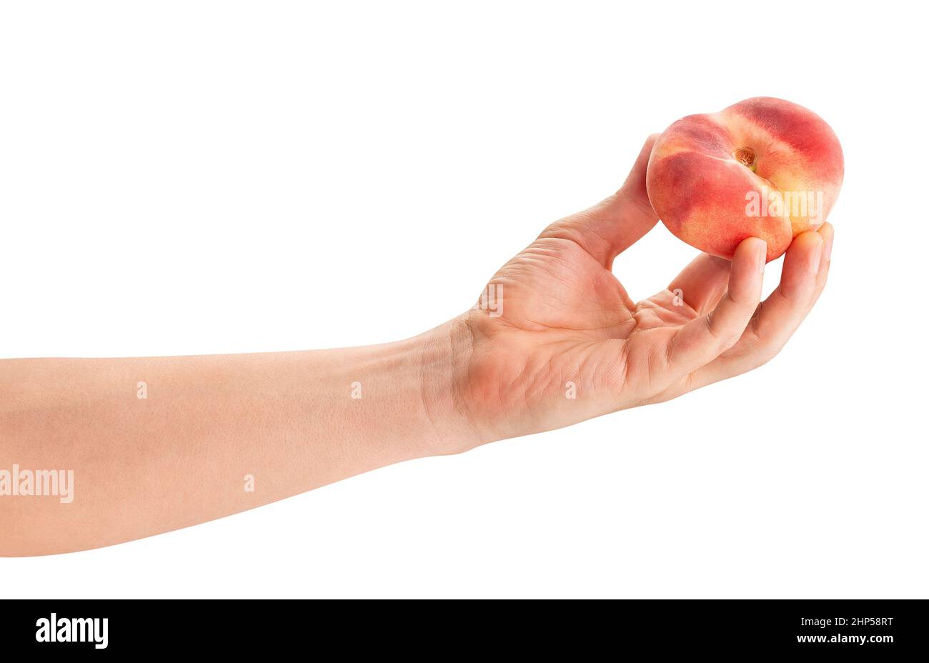 Hand holding peach hi-res stock photography and images - Alamy