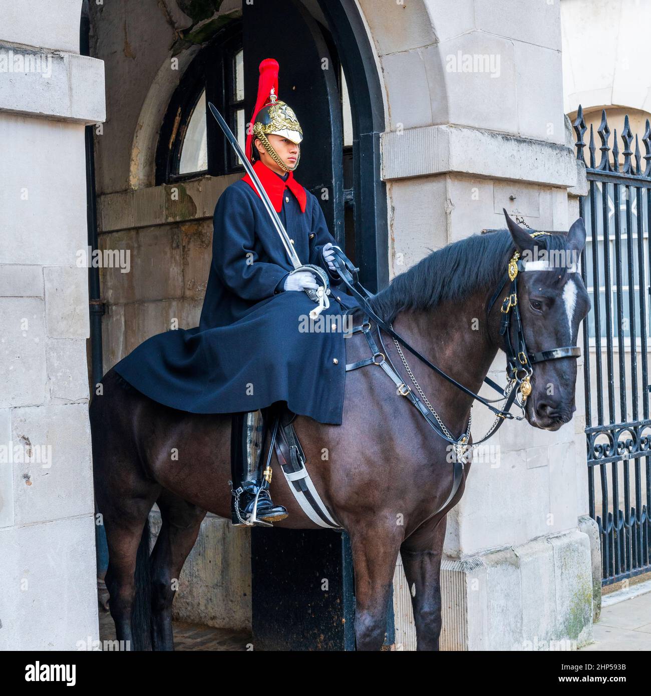 A lone guard outside Horse Guards on Whitehall, London, United Kingdom ...