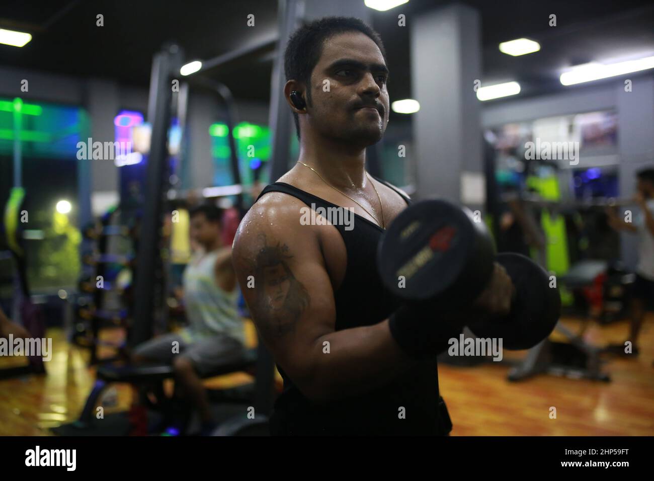 Boy in gym Stock Photo - Alamy