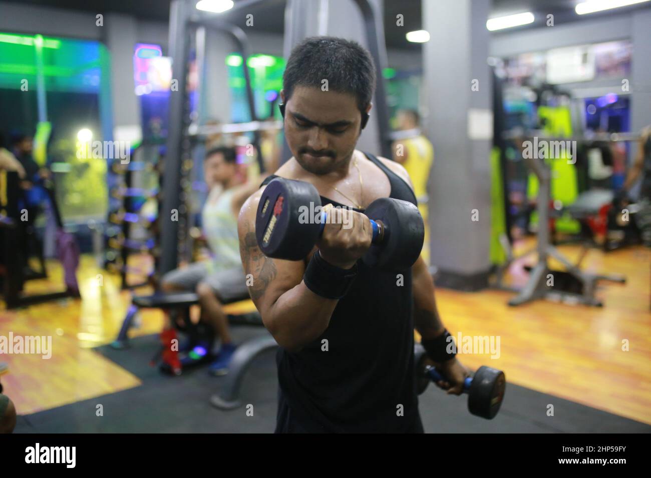 Boy in gym Stock Photo - Alamy
