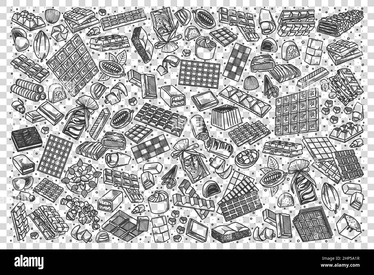 Cocoa chocolate set cartoon Stock Vector Images - Alamy