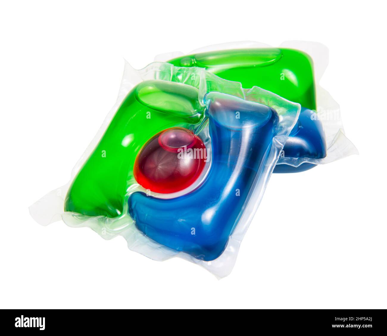 Liquid powder in gel capsule for washing multicolor isolated on the ...