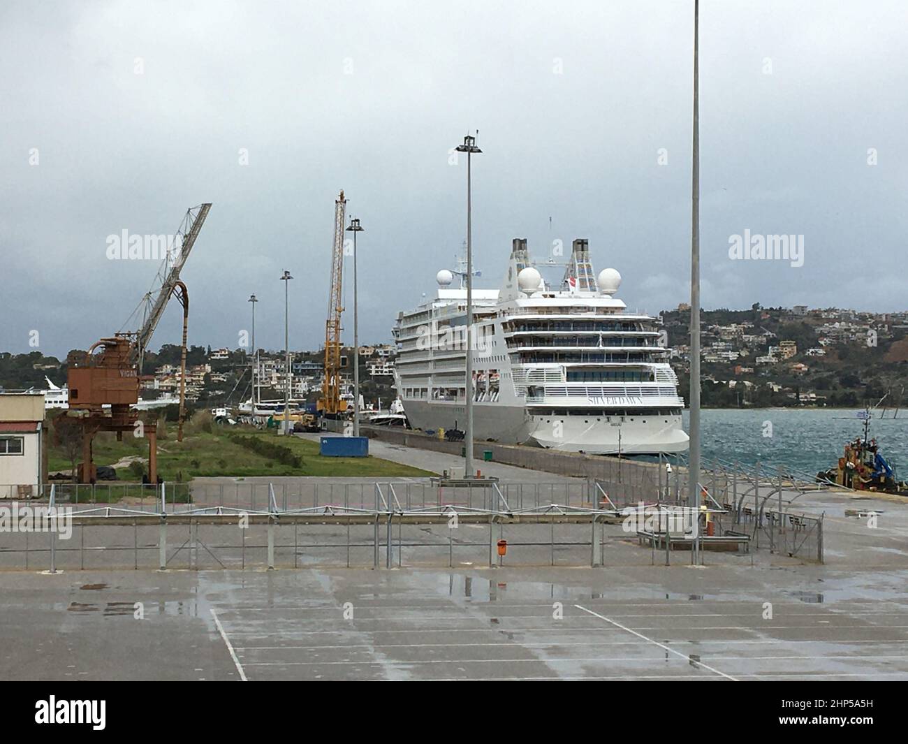 ships ferries and tug boats in port of souda bay, chania,creta,greece ...