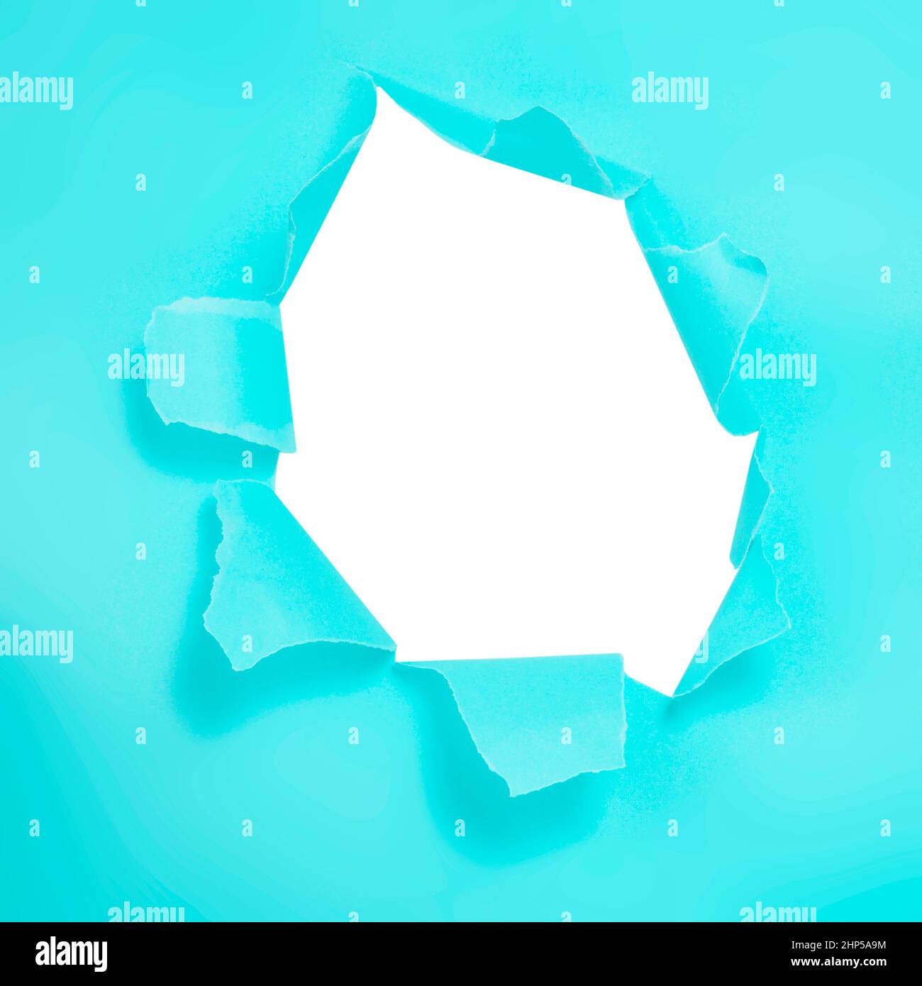 Blue paper torn hole paper frame isolated concept cracked Stock Photo ...