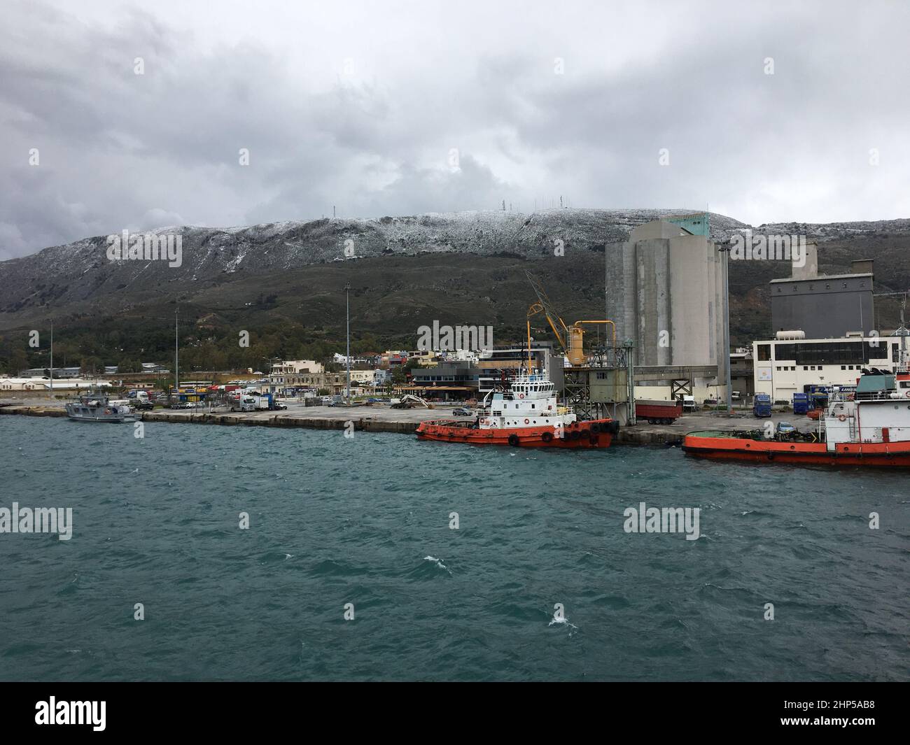 ships ferries and tug boats in port of souda bay, chania,creta,greece ...