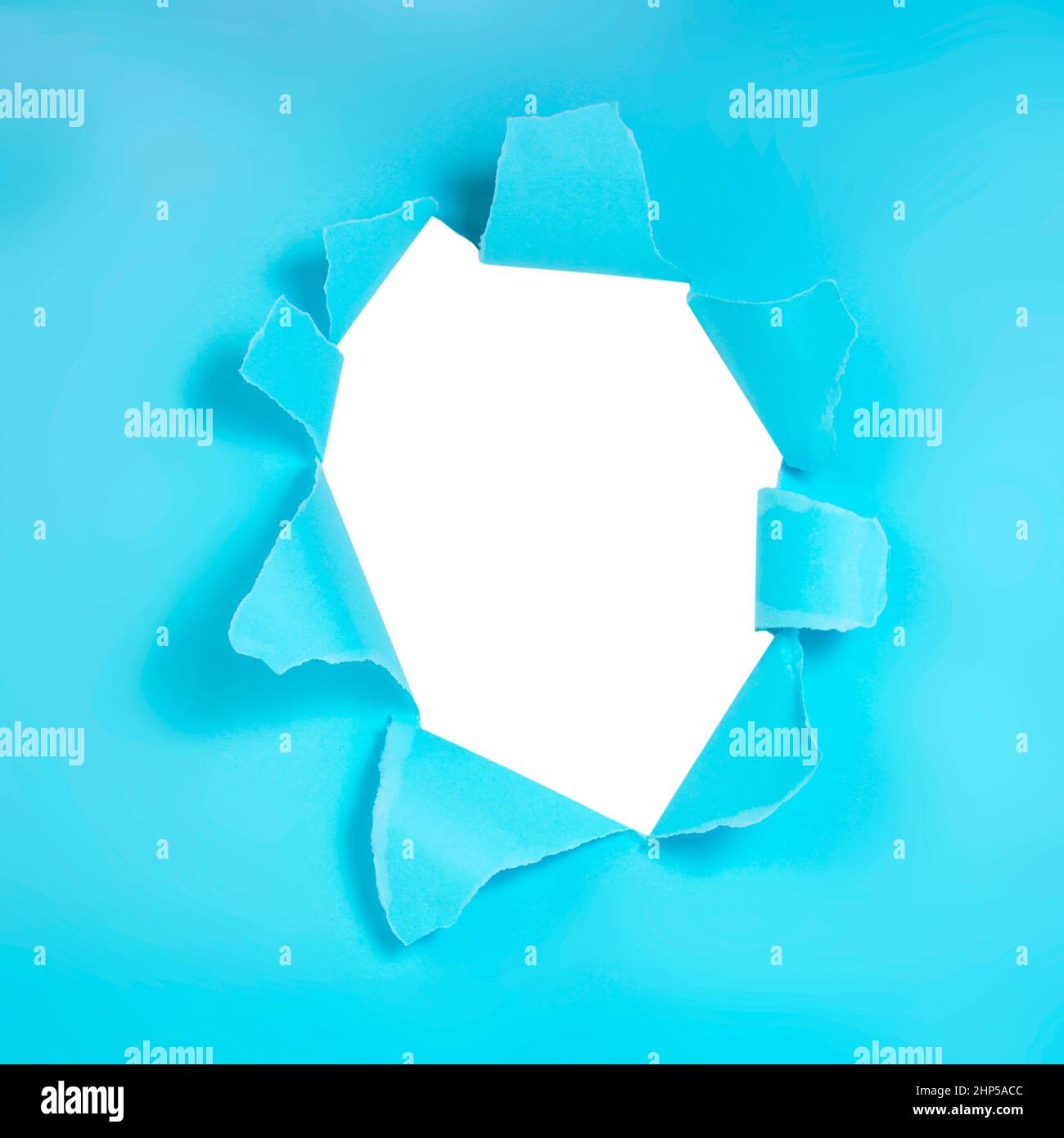 Blue paper torn hole paper frame isolated concept cracked Stock Photo ...