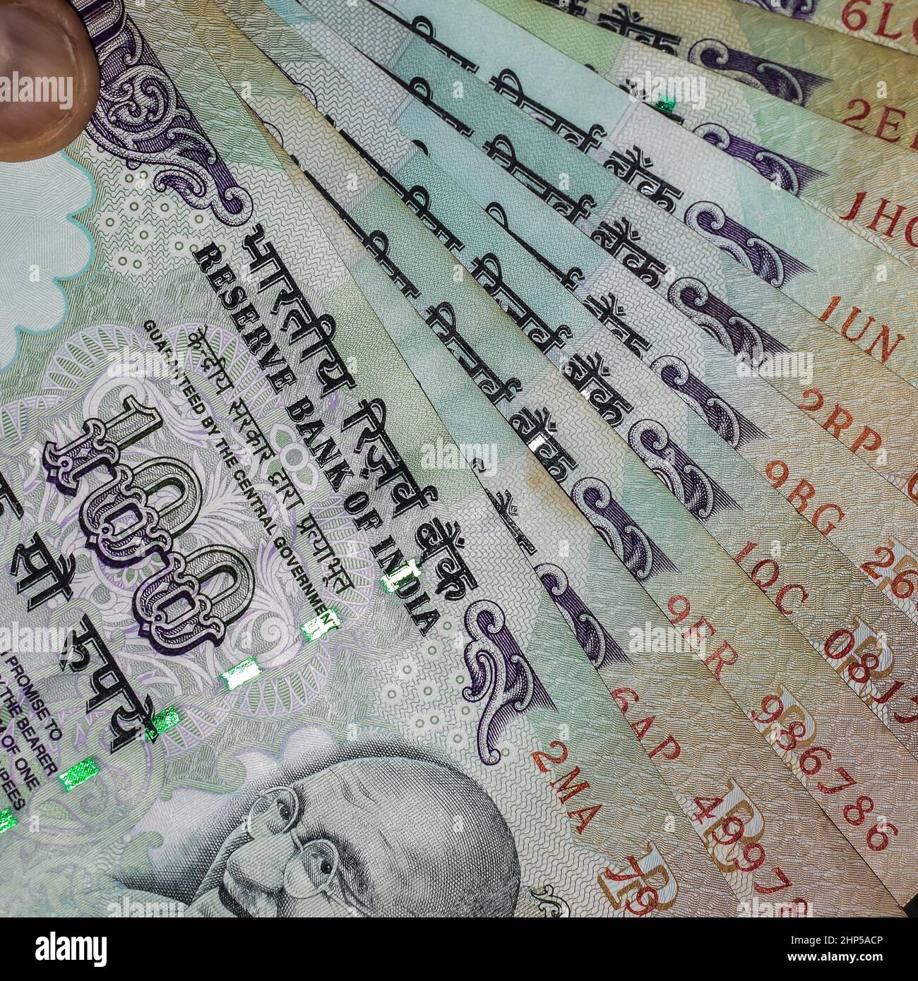 Old One Hundred Rupee notes combined on the table, India money on the ...