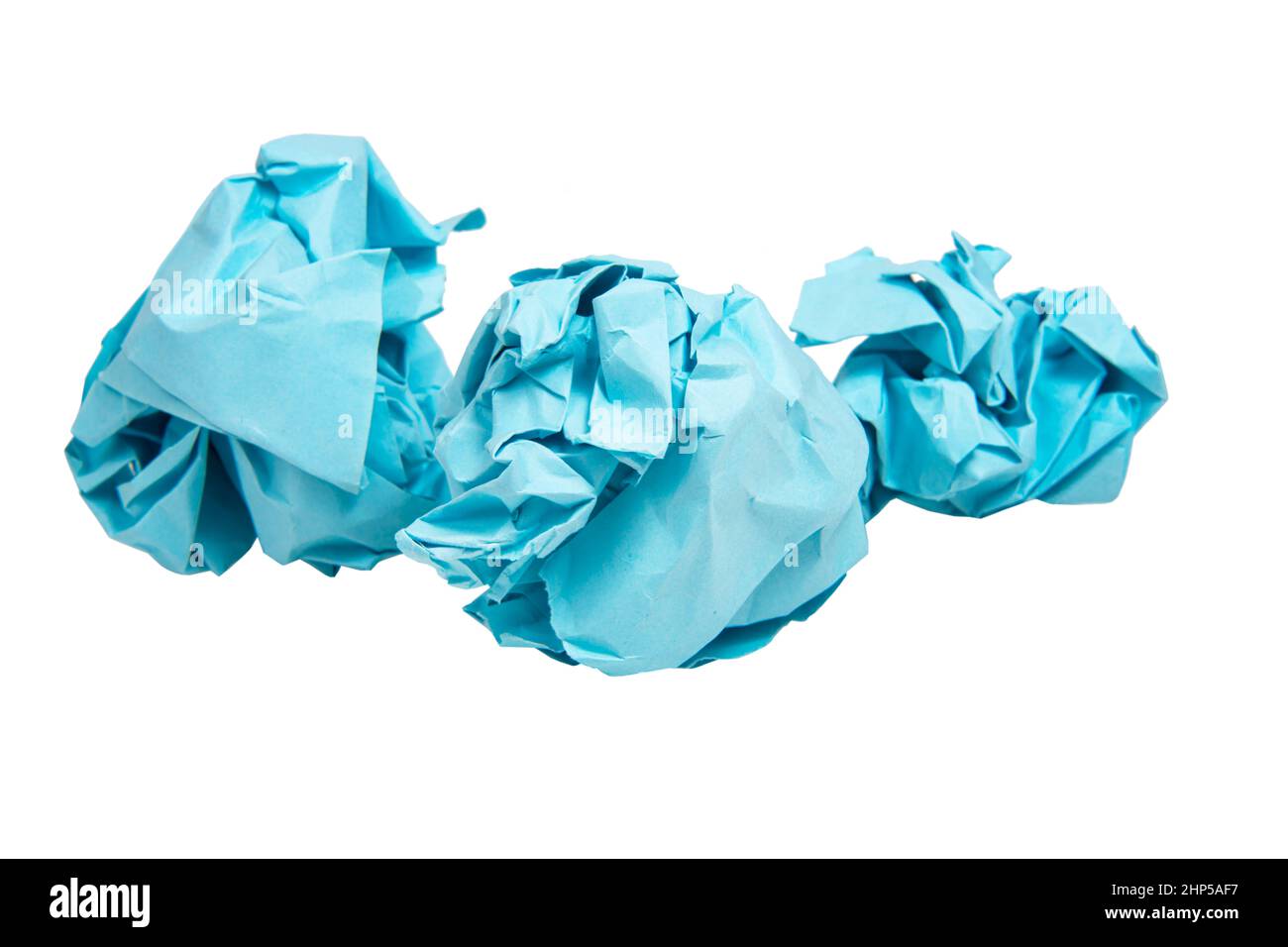 Crumpled blue paper balls isolated on the white background Stock Photo ...