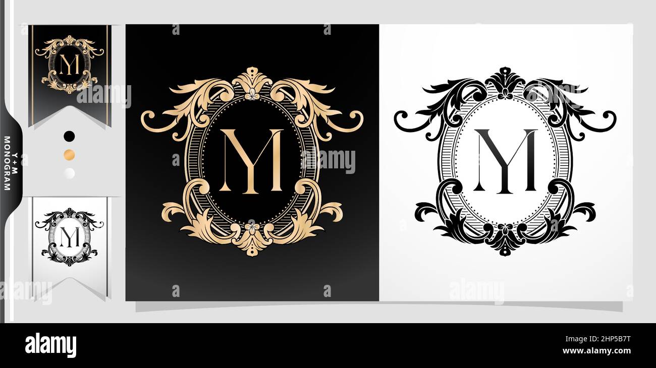 heraldic coat of arms YM or MY initial letter. graphic name Frames and Border of floral designs ...