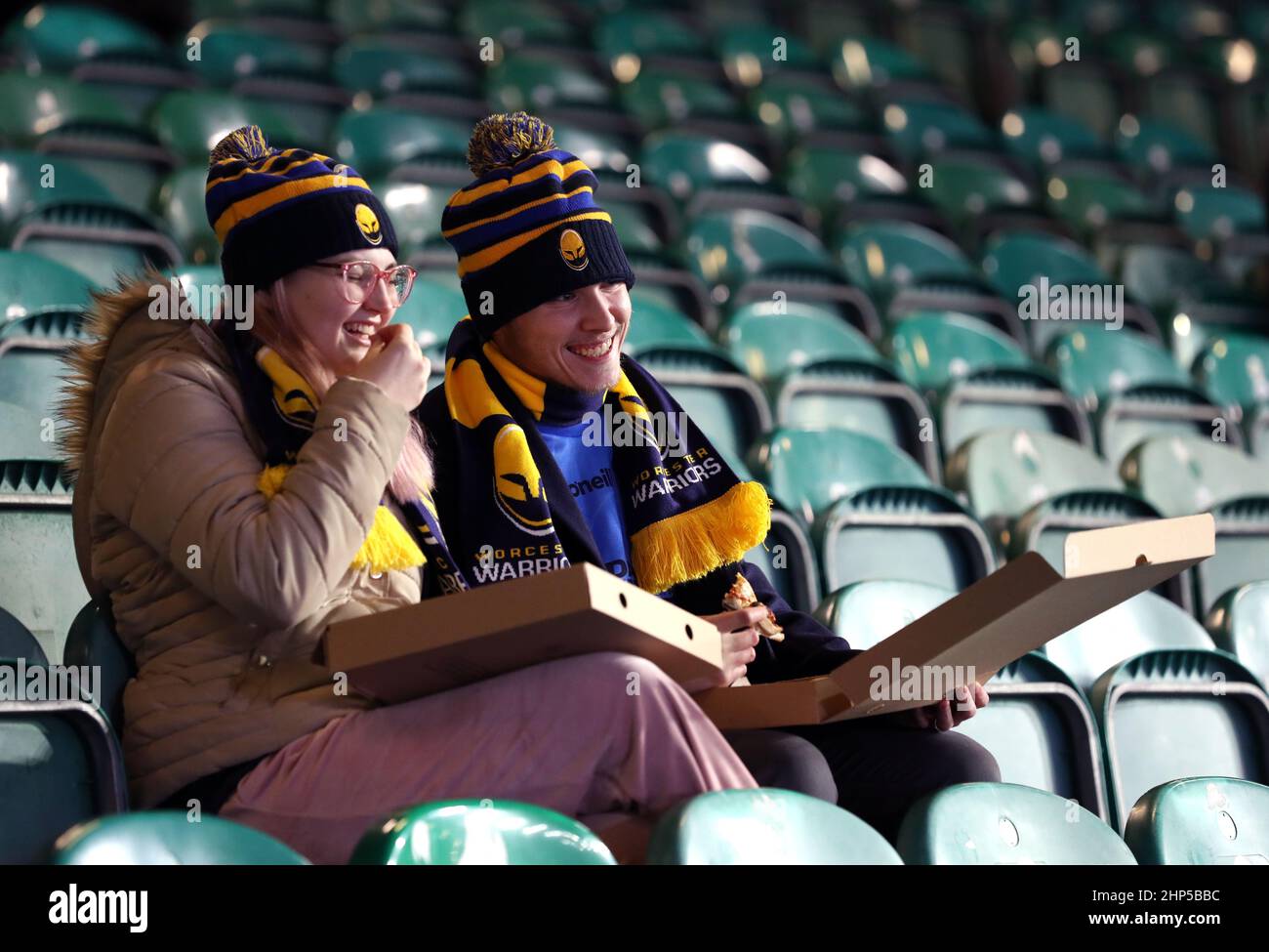 Worcester Warriors fans in the stands before the Gallagher Premiership ...