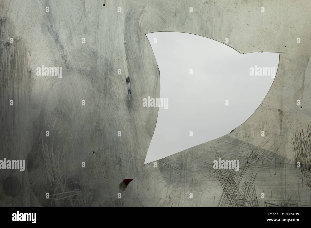 Hole in plastic. Shard of glass. Breach in wall. Broken window Stock ...