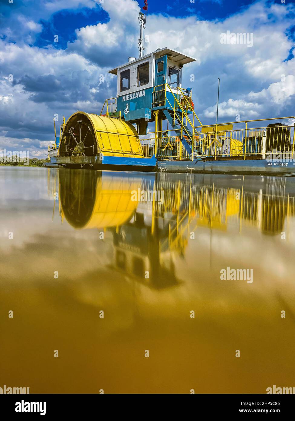 Nieszawa, Poland - August 11, 2021. Unique motorized craft lateral ...