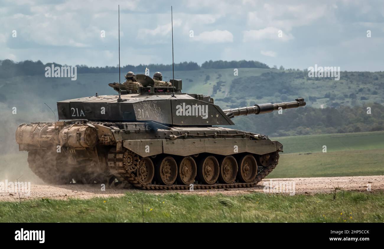 British army FV4034 Challenger 2 main battle tank in action on a ...