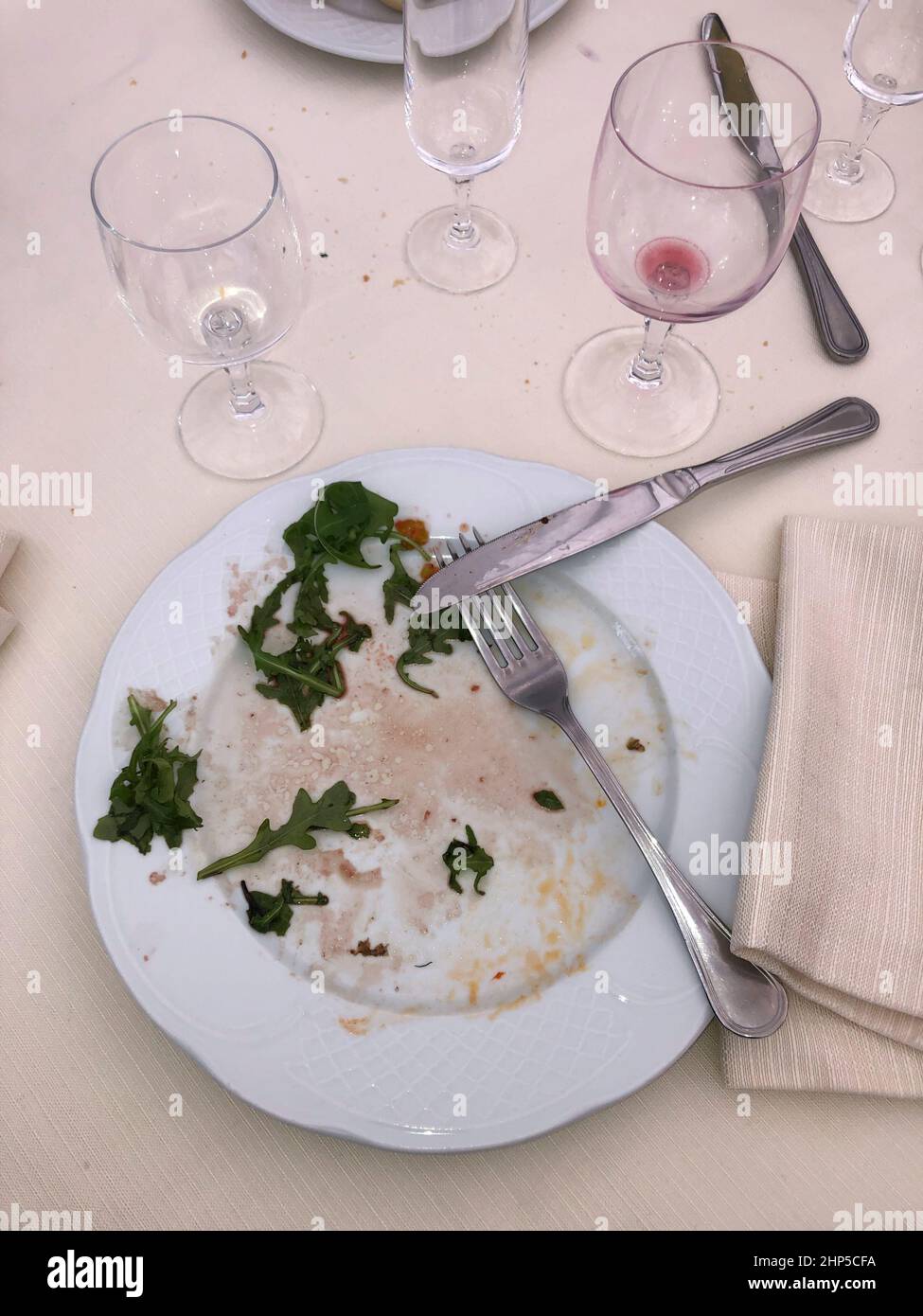 Plate after eating with food waste Stock Photo - Alamy