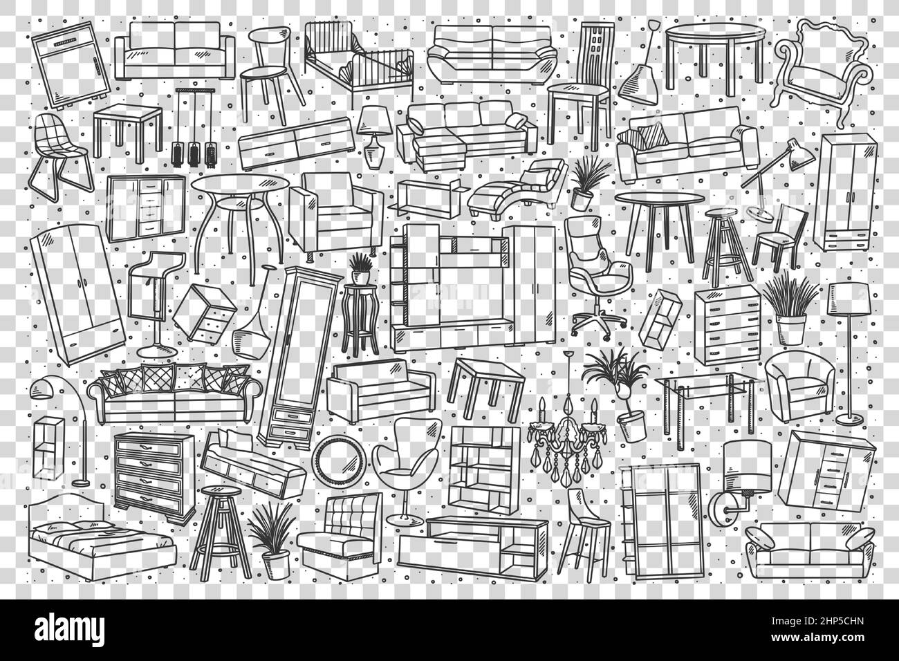 Furniture doodle set Stock Vector Image & Art - Alamy