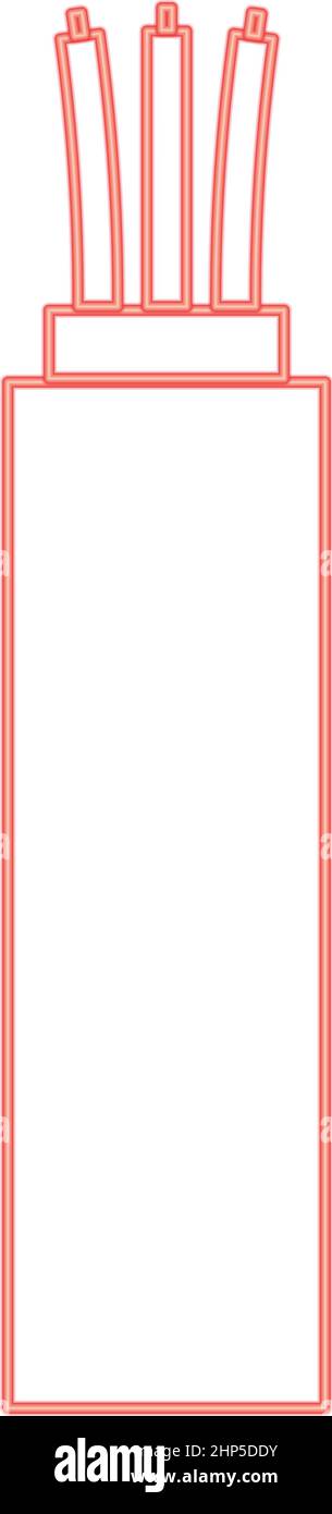 Neon electric cable red color vector illustration flat style image ...