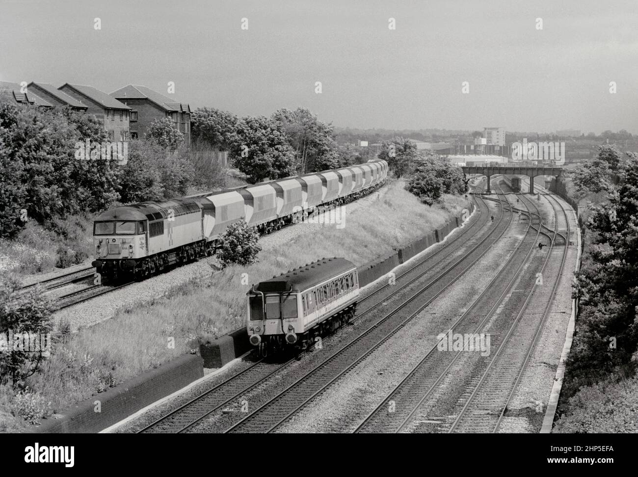 A Class 56 diesel locomotive number 56056 descends Acton Bank with ...