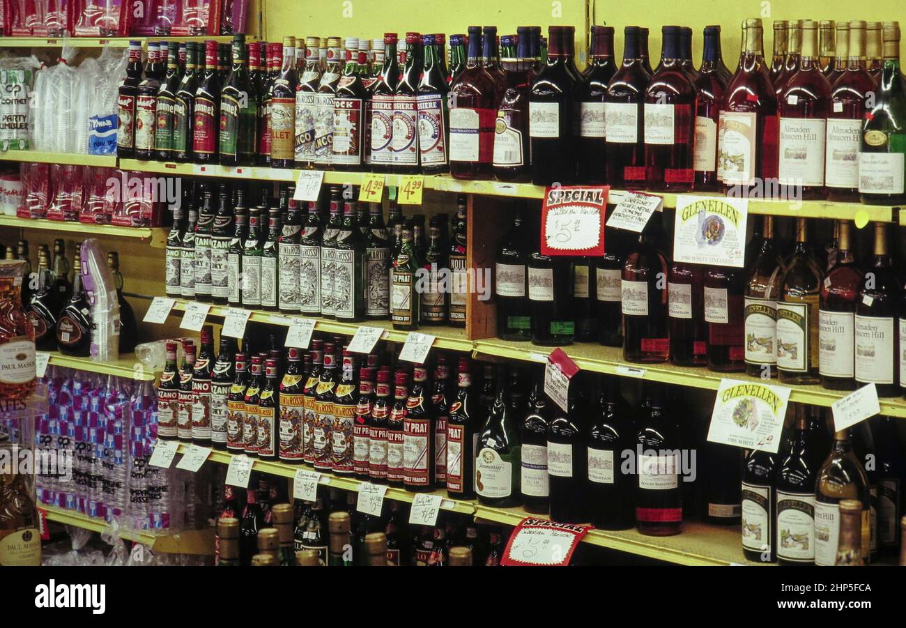 Austin Texas USA,1996: Interior of retail liquor store. Giddings Texas ...