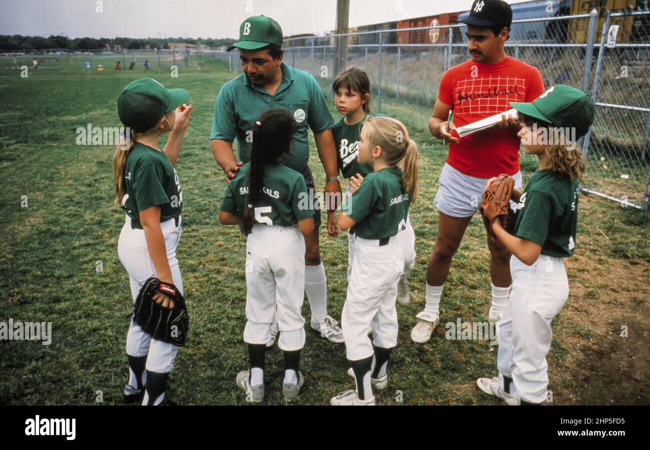 Austin, Texas USA,1988: Nine- to 10-year-old girls on youth softball ...