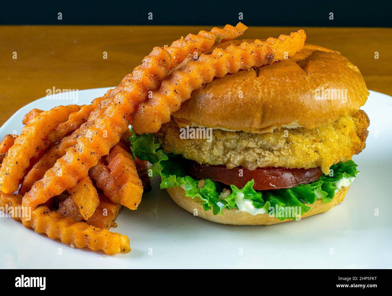 Chicken patty sweet potato fries hi-res stock photography and images ...