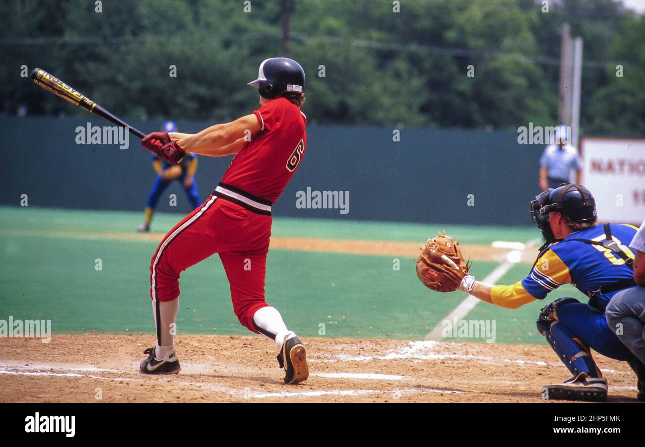 Austin Texas USA, 1995: High school baseball tournament action at Disch ...