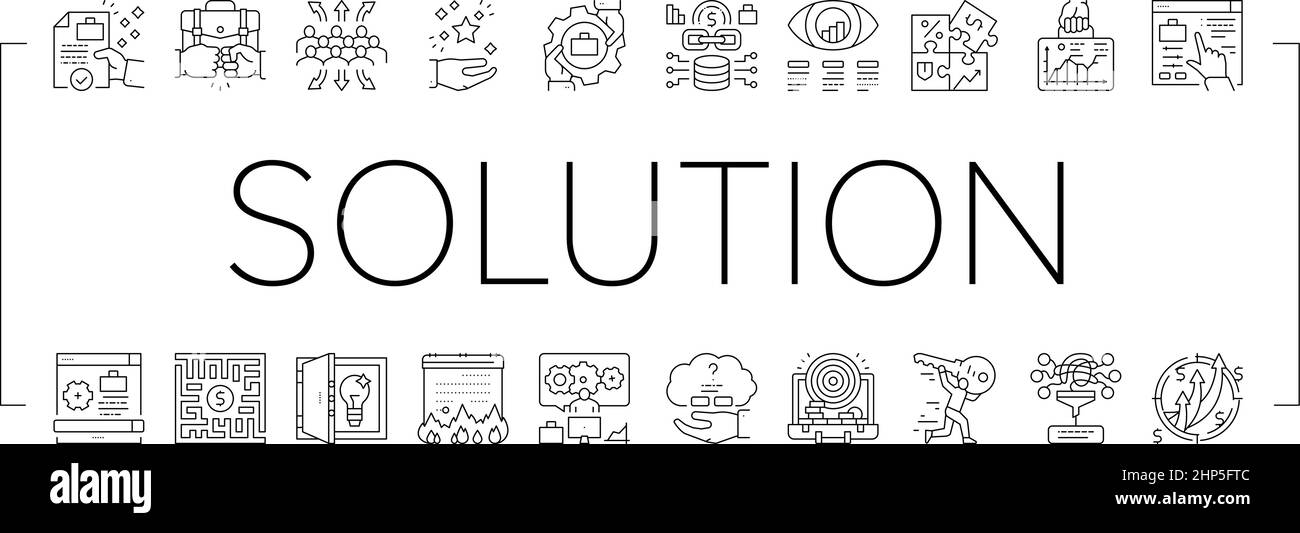 Solution Business Problem Task Icons Set Vector Stock Vector Image ...