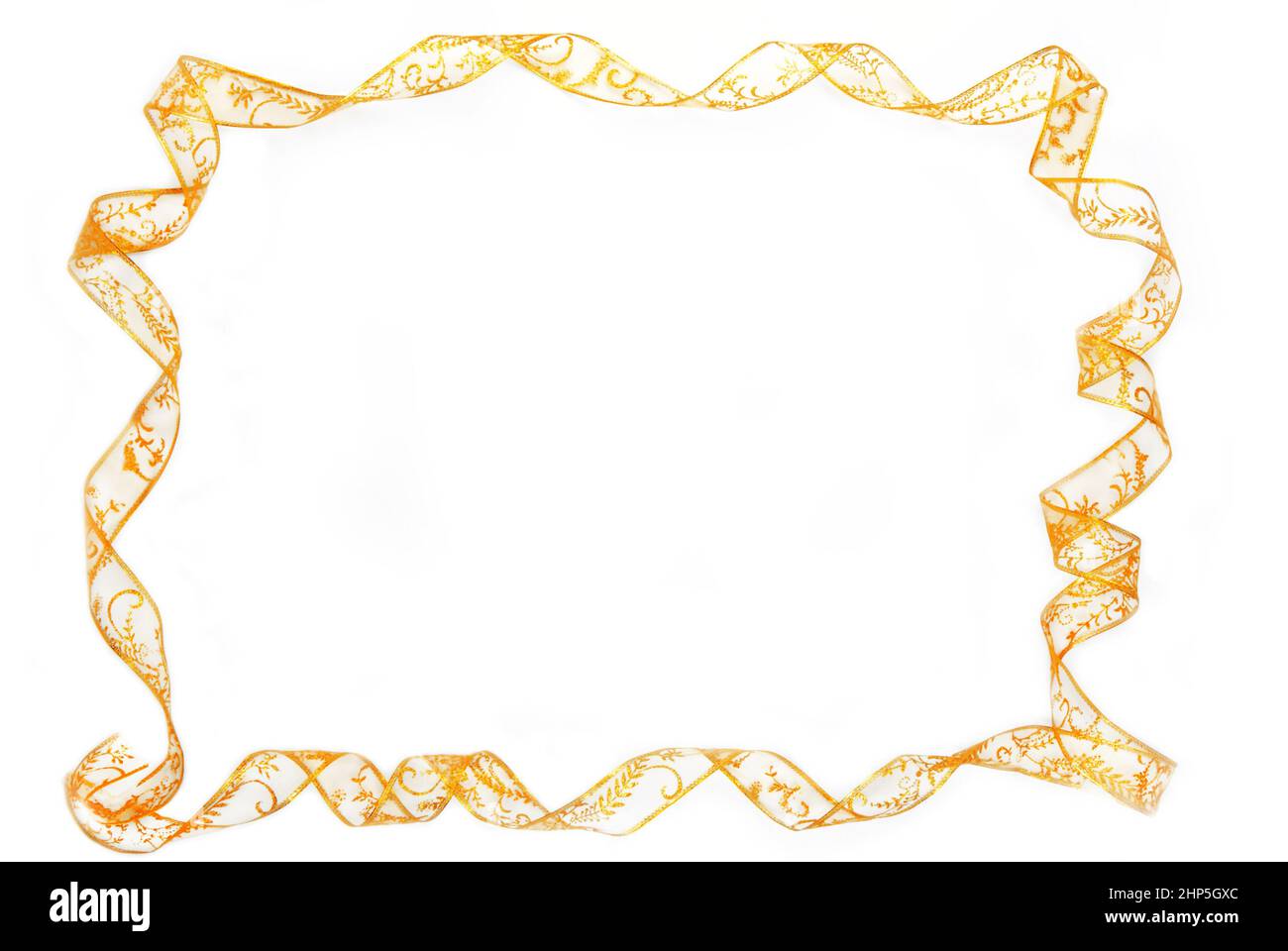 golden ribbon frame border isolated on white background Stock Photo - Alamy