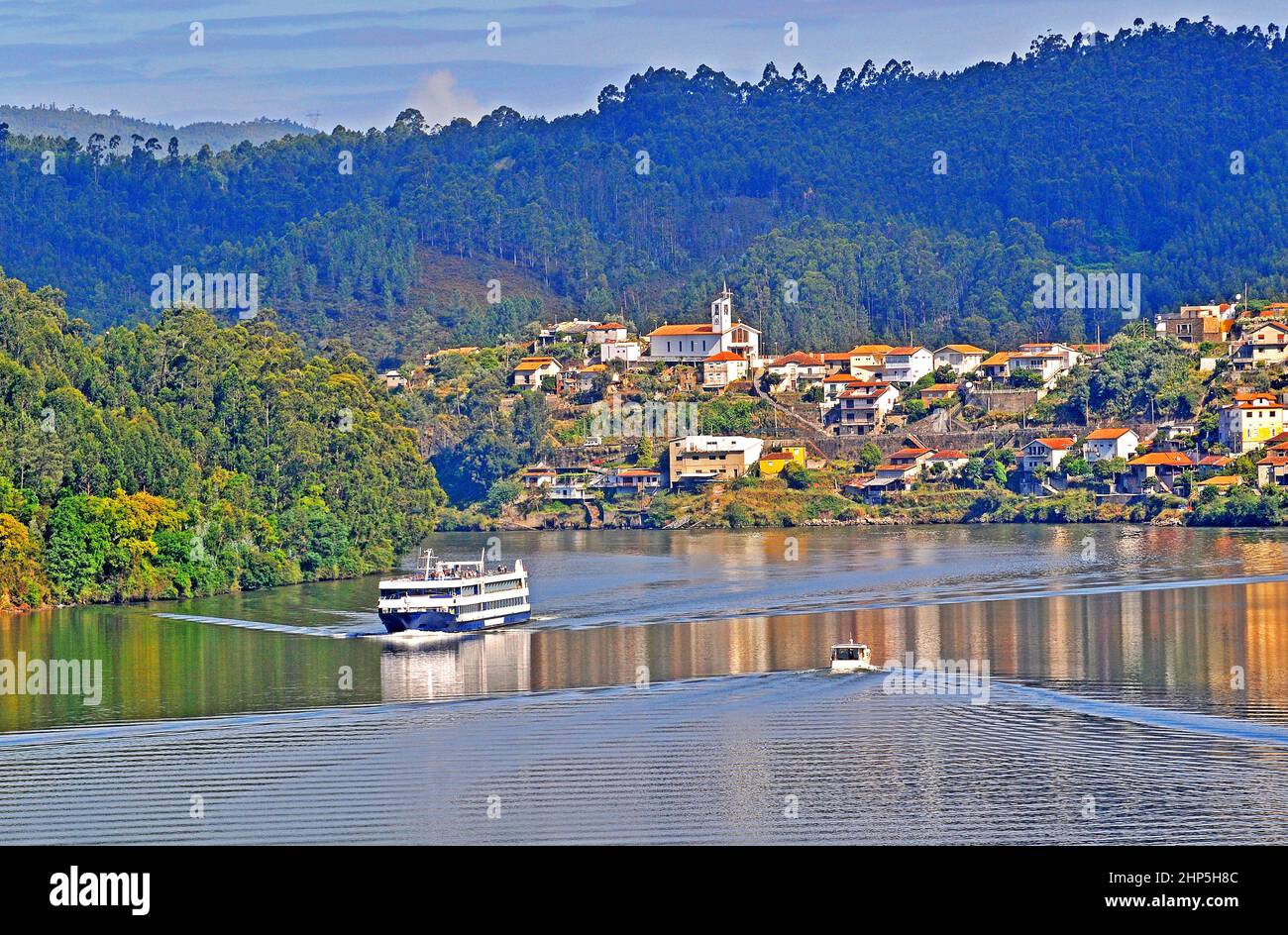 cruise boat on Douro river Rio Mau village Portugal Stock Photo - Alamy