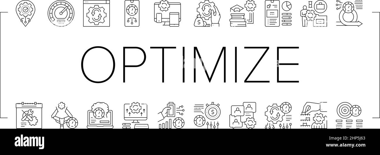Optimize Operations Collection Icons Set Vector Stock Vector Image And Art Alamy
