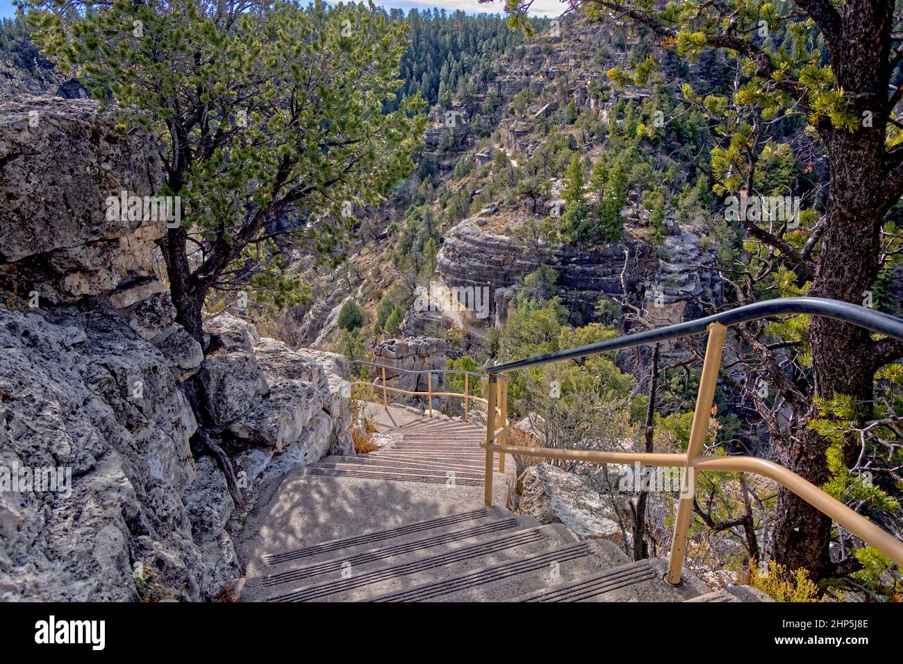 Walnut Canyon Stepping into History. Downward steps leading into the ...