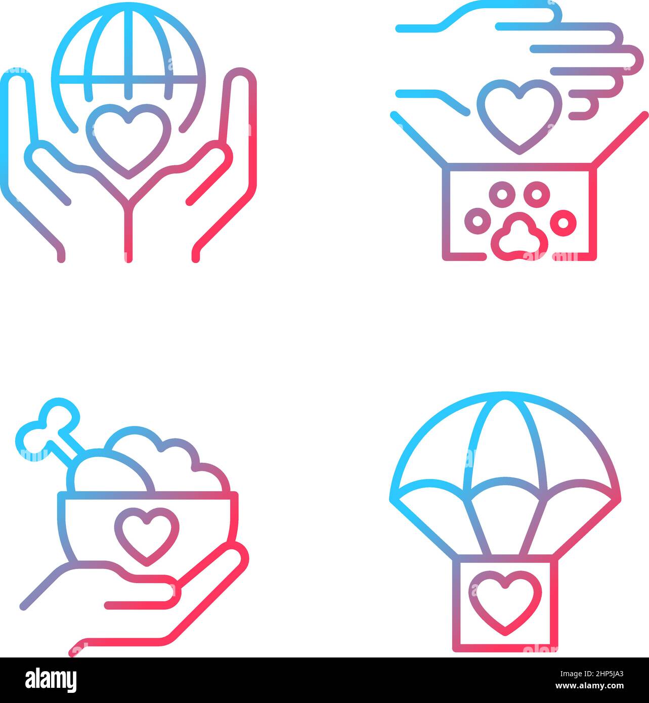 Helping others gradient linear vector icons set Stock Vector Image ...