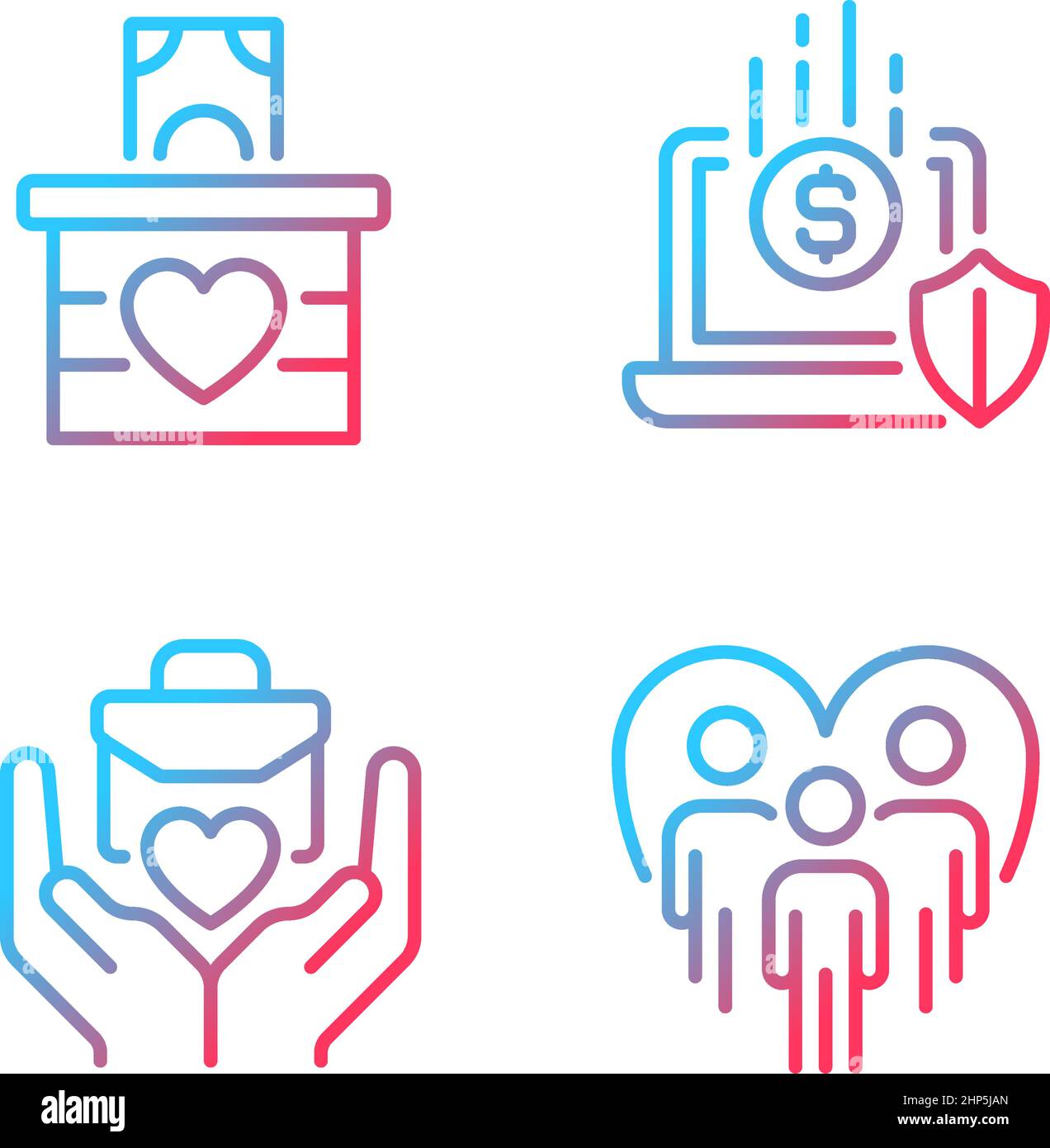 Fundraising strategy gradient linear vector icons set Stock Vector ...