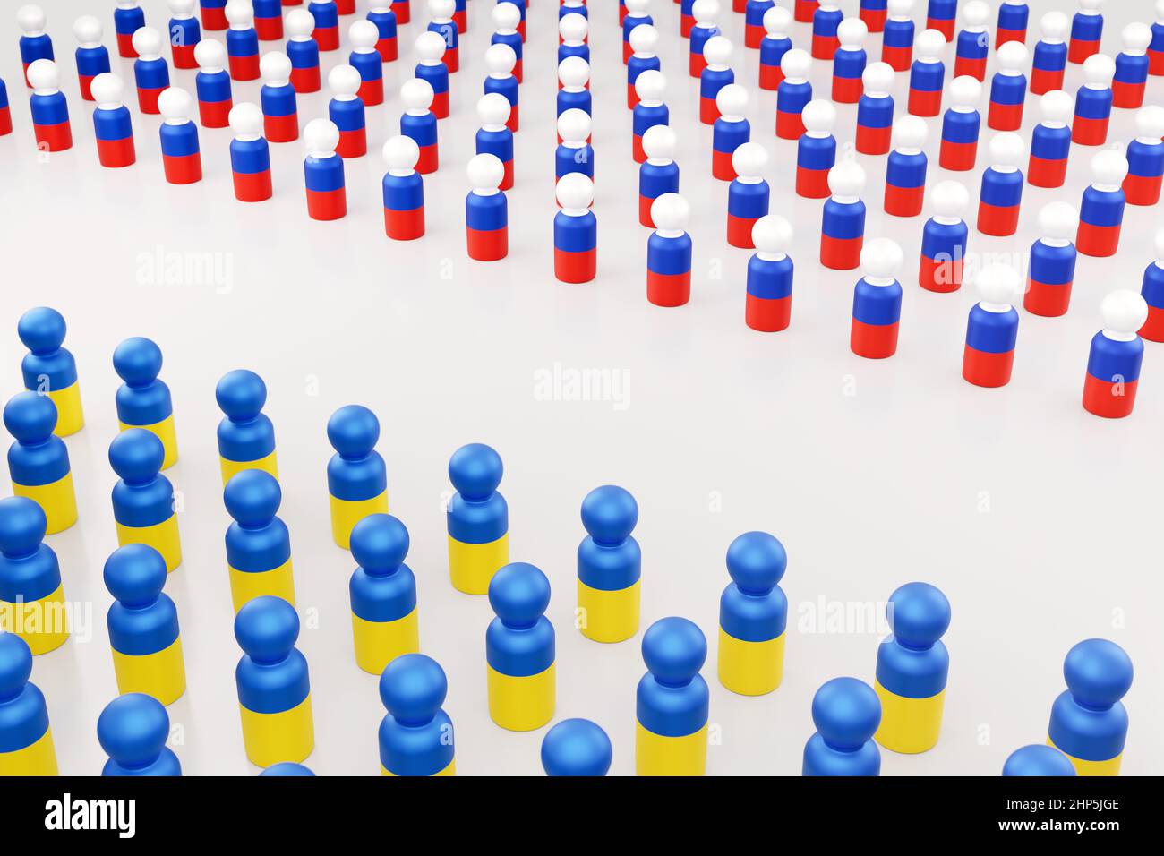 Ukraine Russia Crisis Concept. Painted Flag on Toy Figure. 3D Render ...