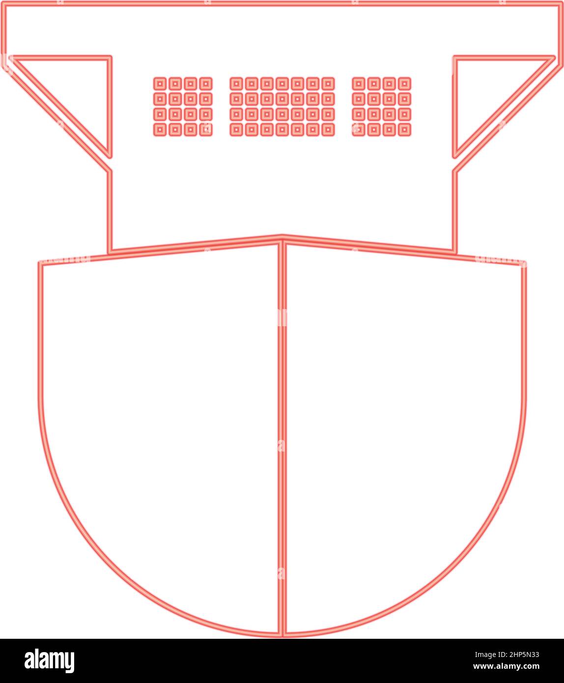 Neon seagoing cargo ship red color vector illustration flat style image ...