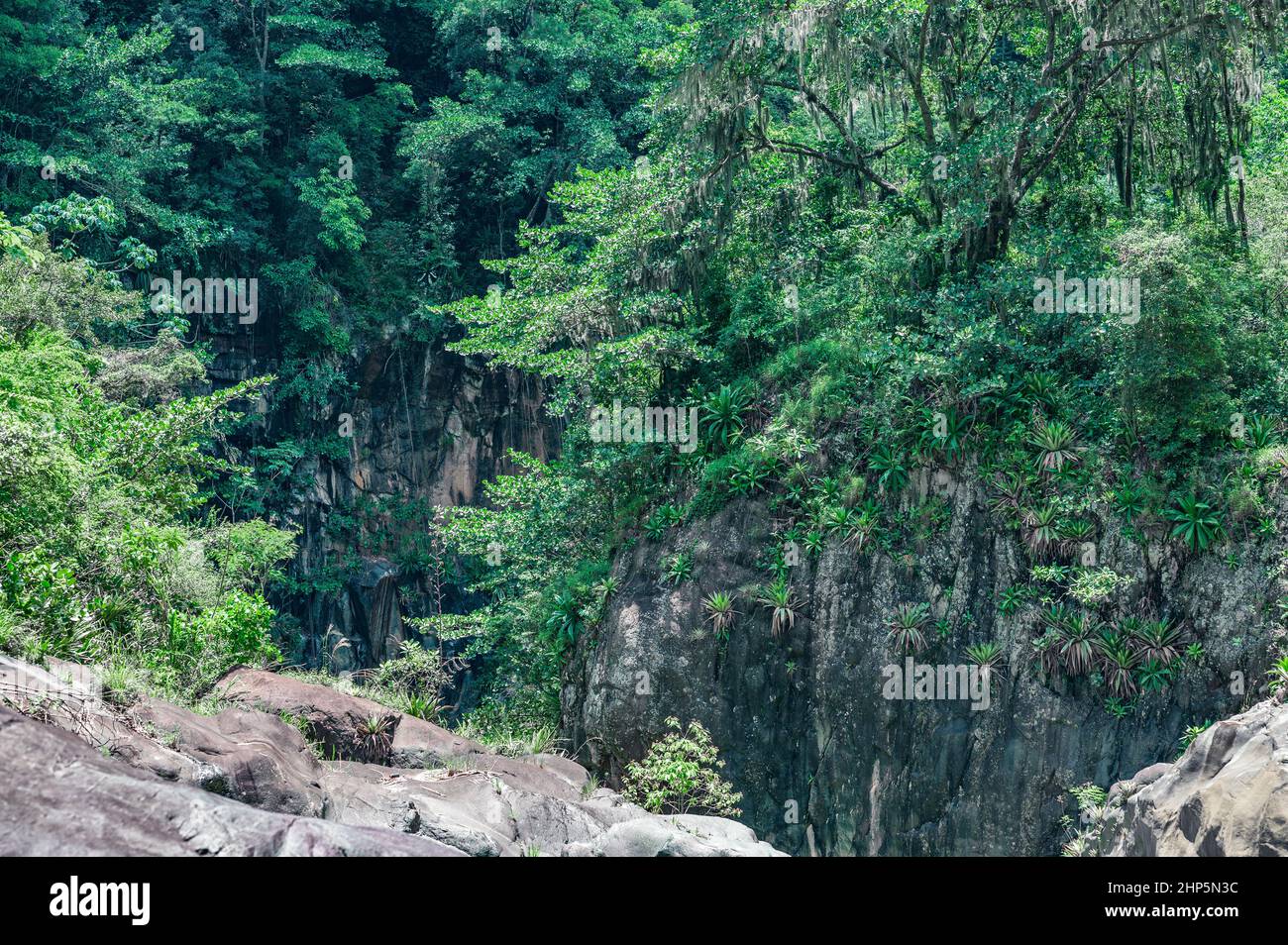 Image shows a rock formation high up in the mountains. The photo shows ...