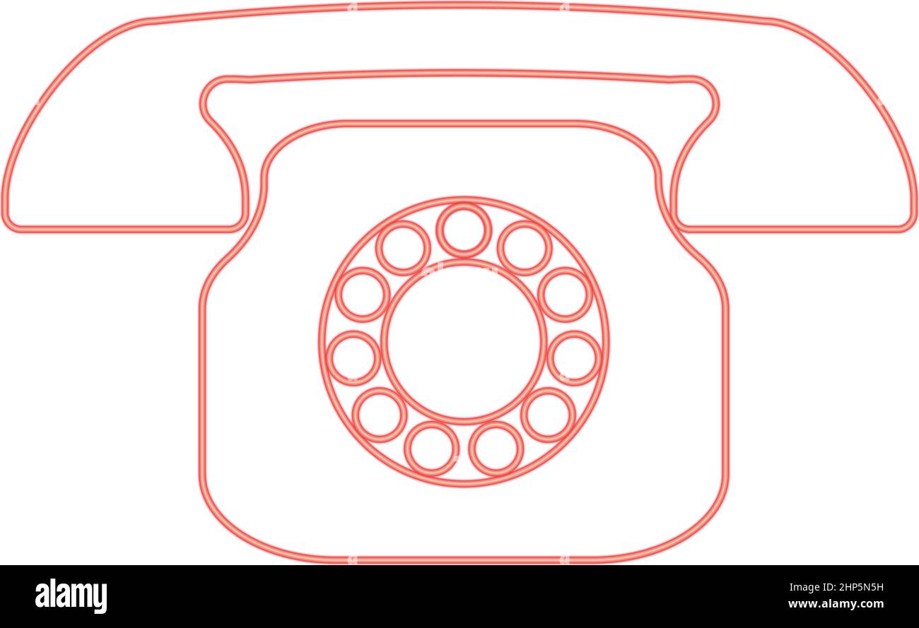 Neon retro telephone red color vector illustration flat style image ...