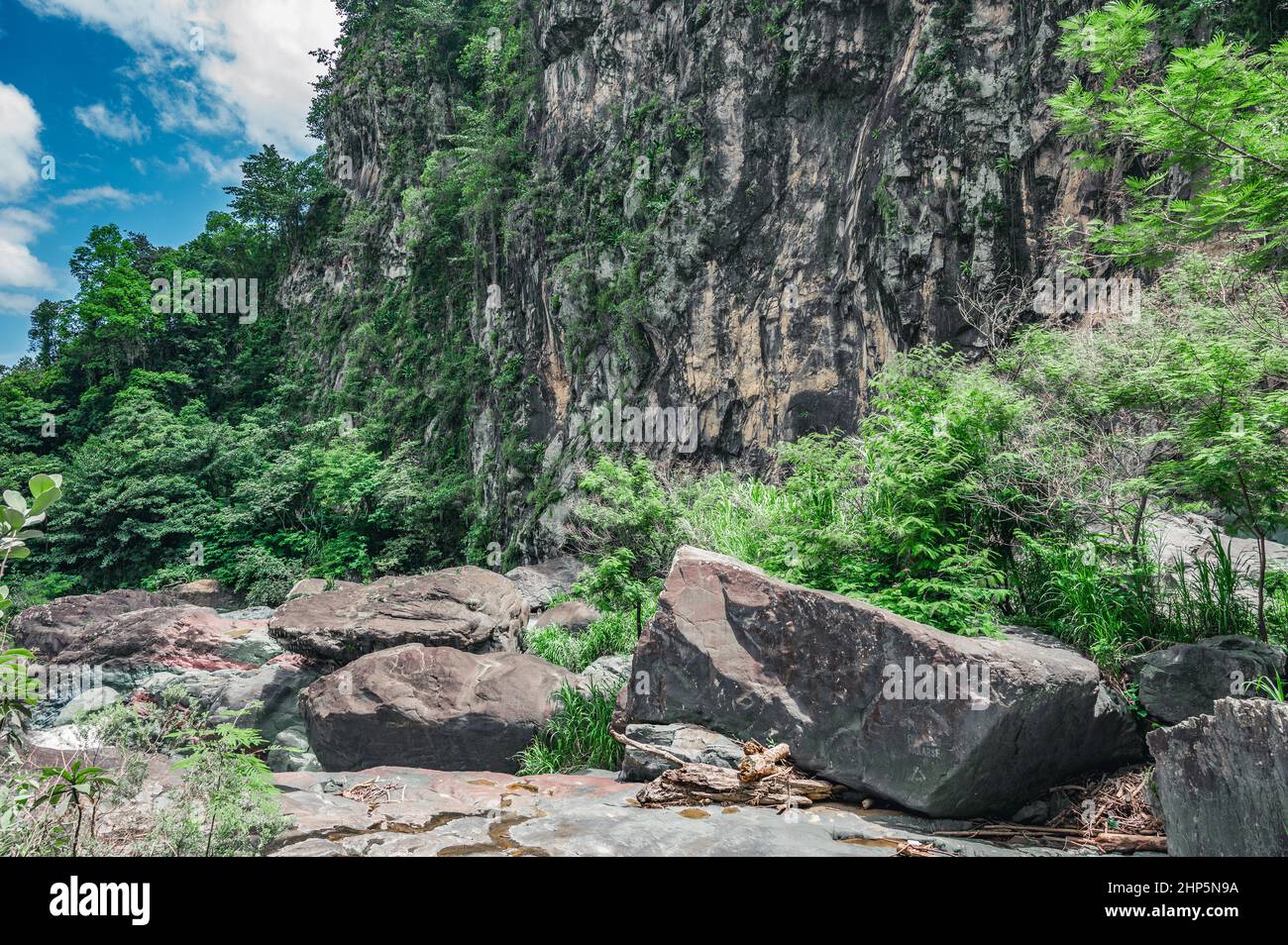 Image shows a rock formation high up in the mountains. The photo shows ...