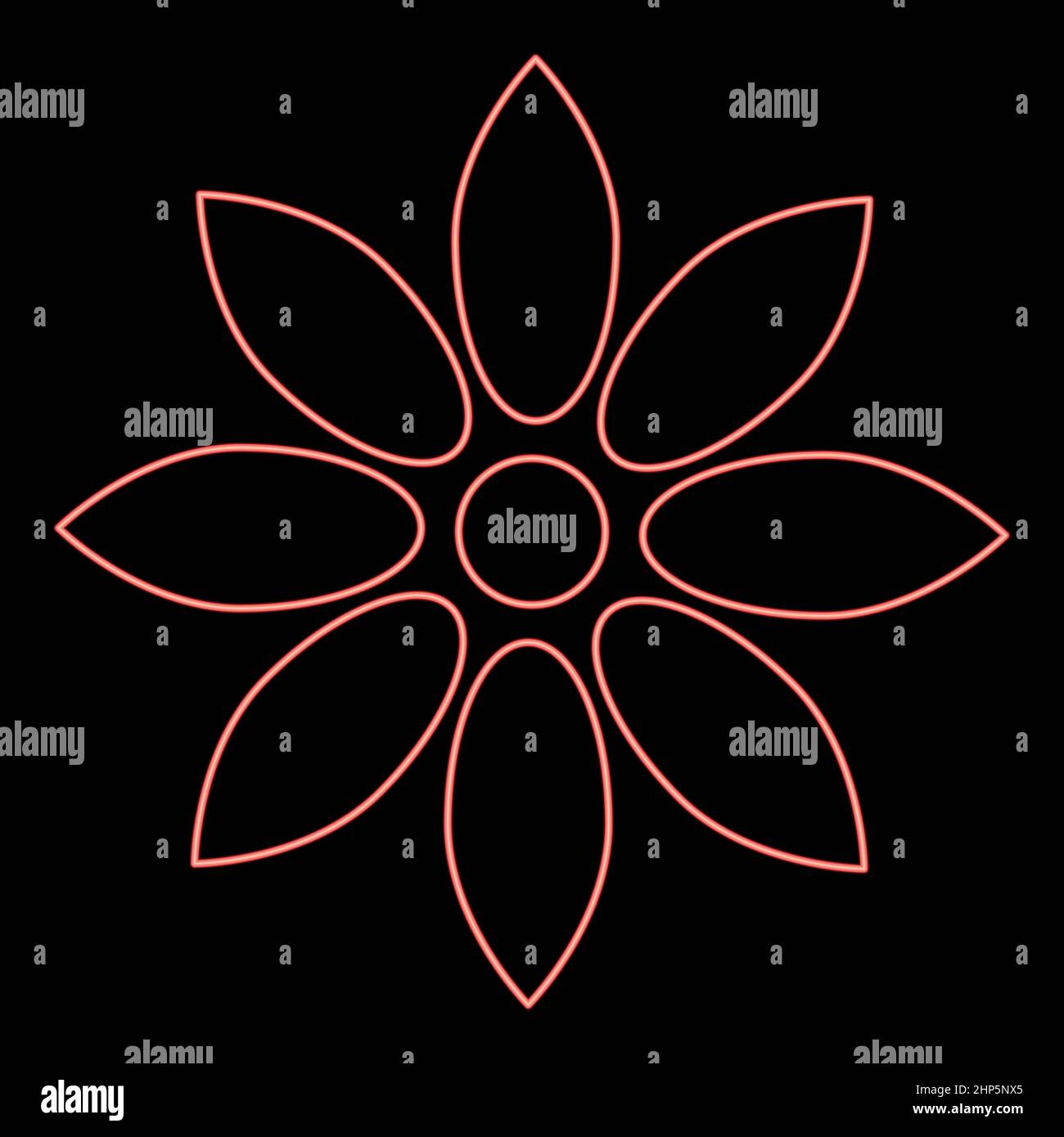 Neon flower red color vector illustration flat style image Stock Vector ...