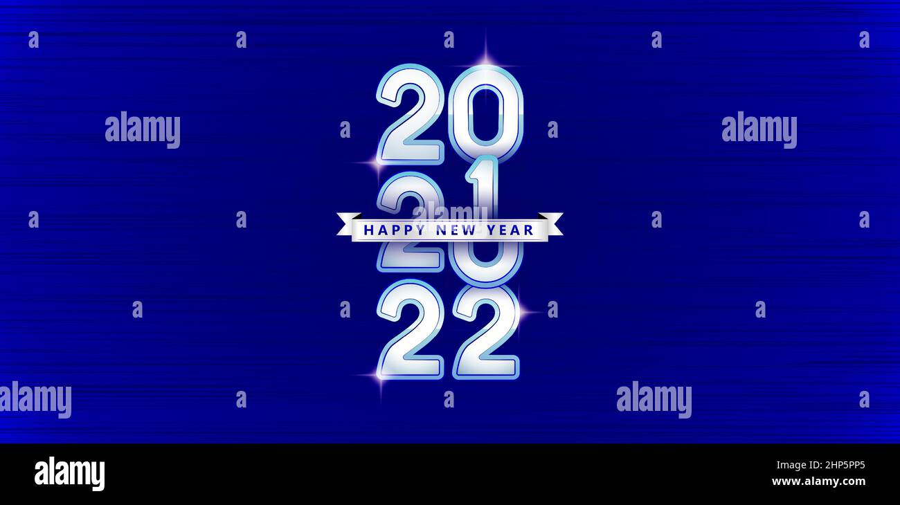Happy New Year 2022 with dark blue backgrounds, 2022 font number silver ...